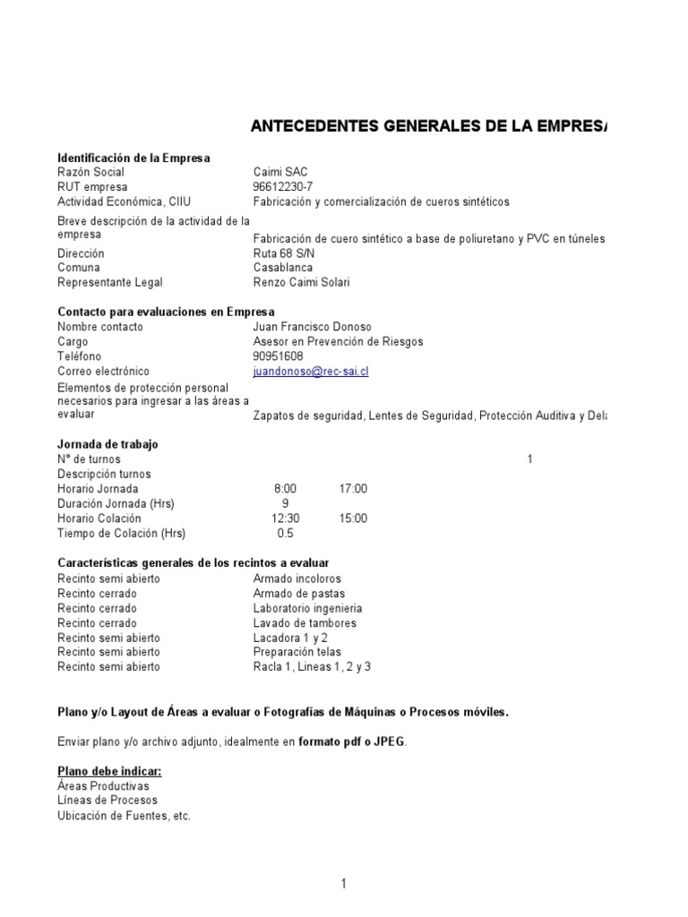 Matriz Riesgos Higienicos - Caimi Sac - v2 | PDF | Sustancias químicas ...