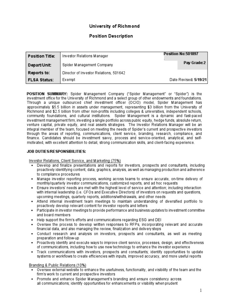 Investor Relations Manager | Download Free PDF | Investor | Investing