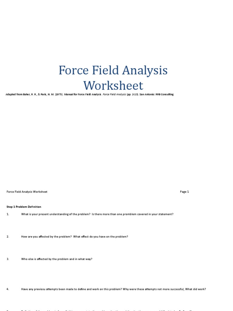 Force Field Analysis Worksheet Page 1 | PDF | Strategic Planning ...