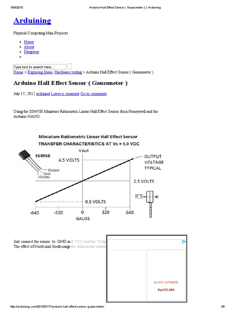 Arduino Hall Effect Sensor Gaussmeter Arduining Pdf
