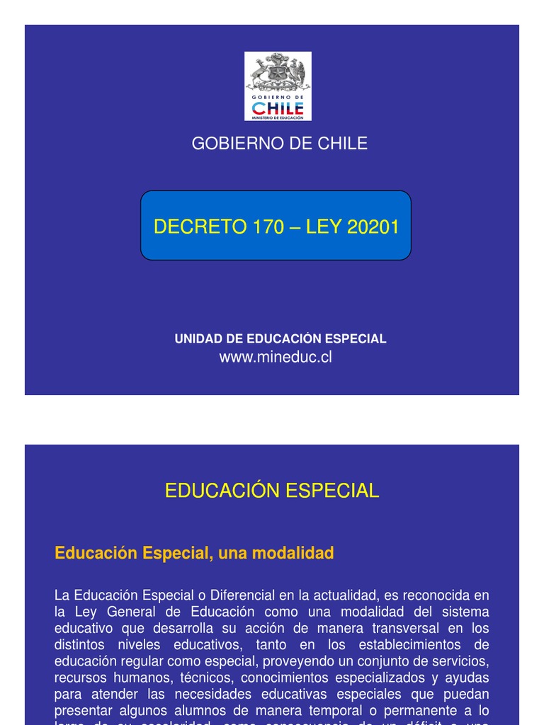 Decreto 170 Educacion Especial | PDF | Educación especial | Desorden hiperactivo y deficit de ...