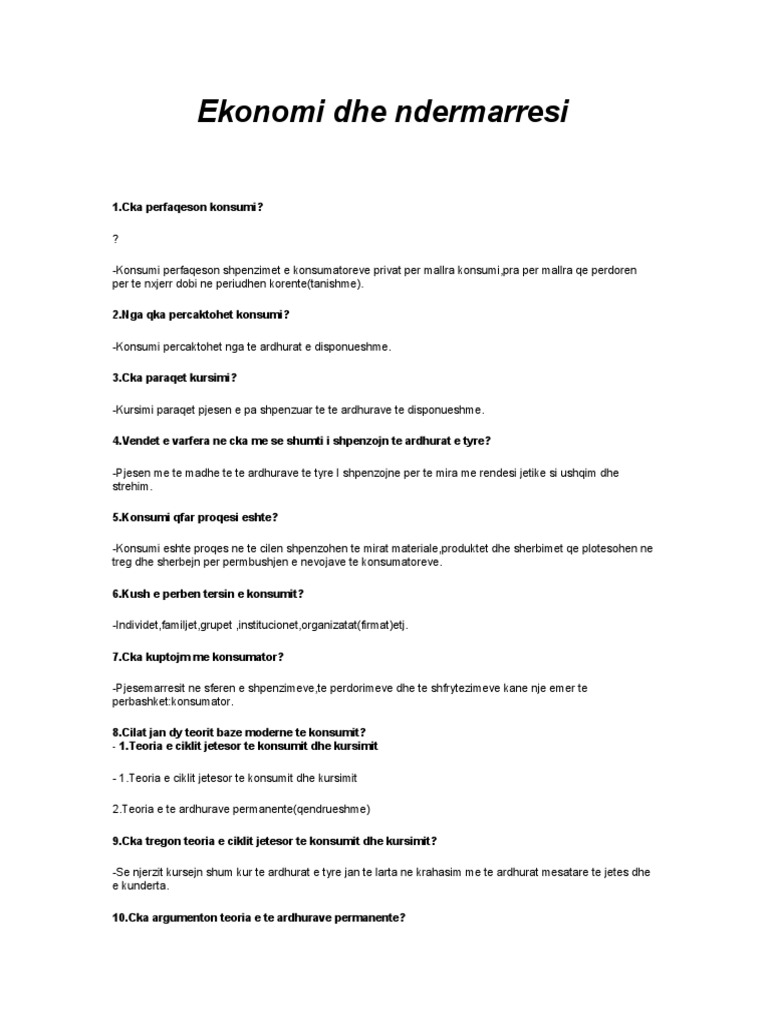 Ekonomi Dhe Ndermarresi | PDF