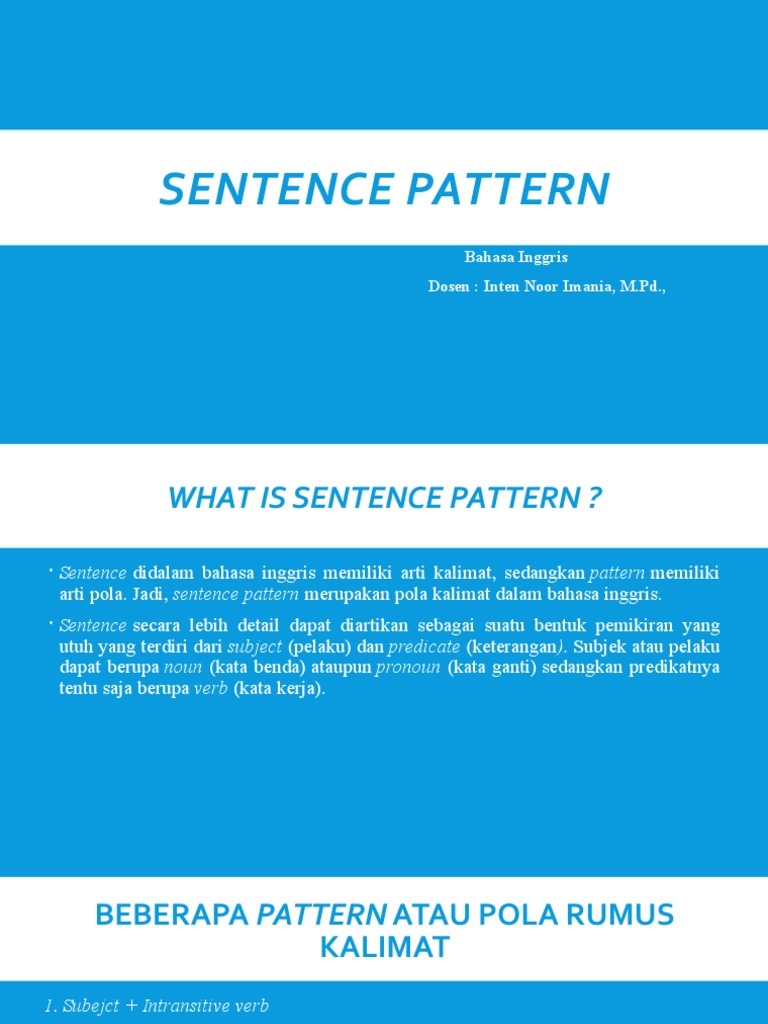 Pertemuan 4 Sentence Pattern | PDF