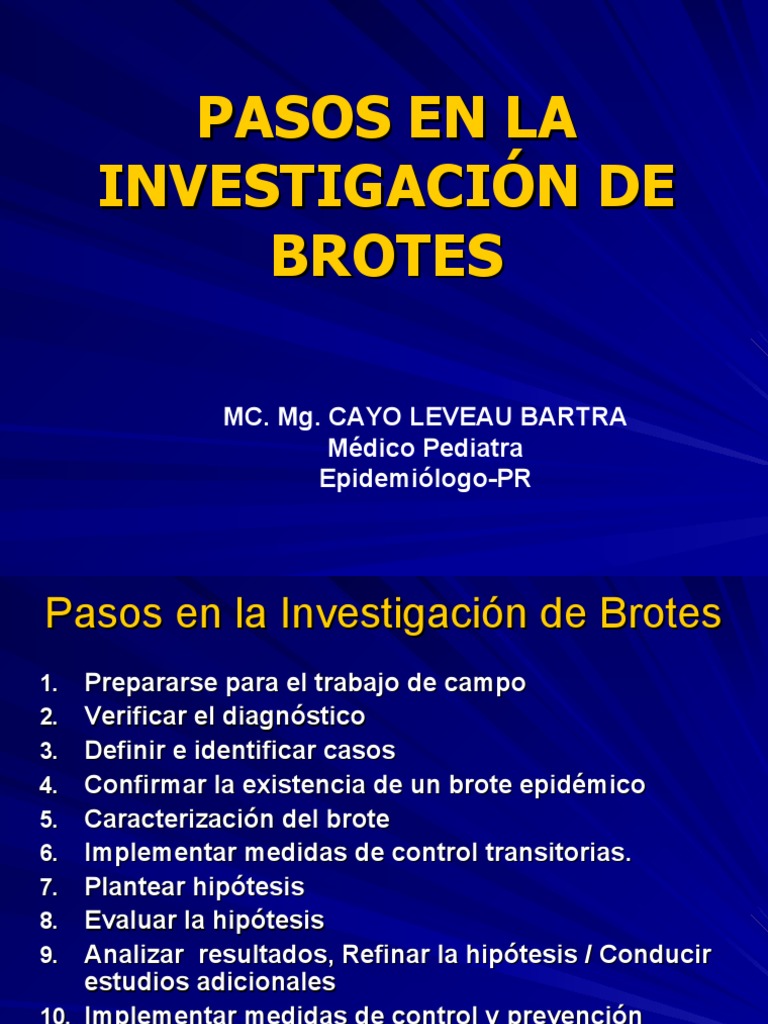 Pasos Clave en Investigación de Brotes | PDF | Epidemias | Epidemiología