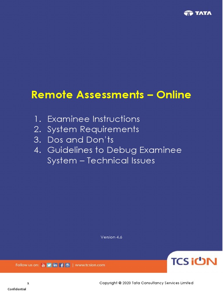 TCS NQT - Examinee Instructions - Dos and Donts - To Set Up The System ...