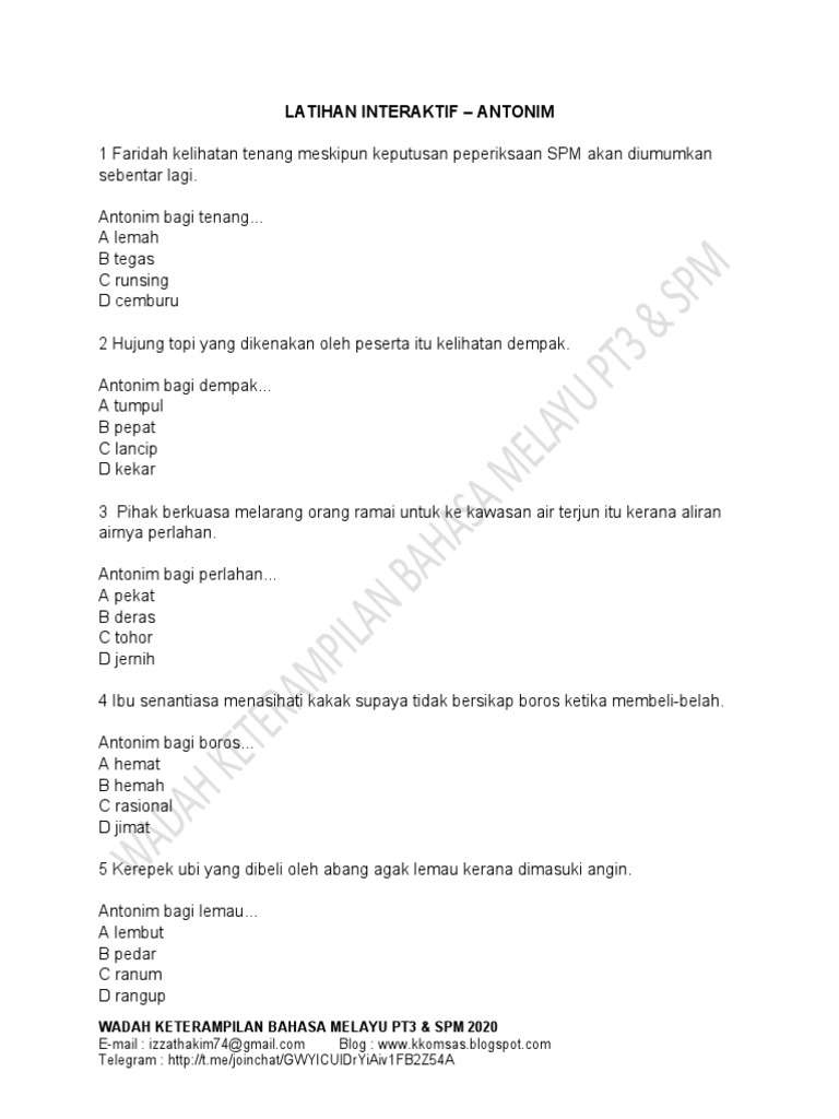 Latihan Interaktif - Antonim | PDF
