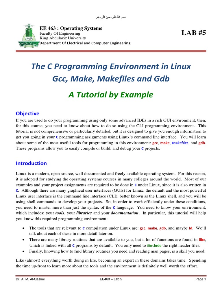 The C Programming Environment in Linux GCC, Make, Makefiles and GDB | PDF | Library (Computing ...