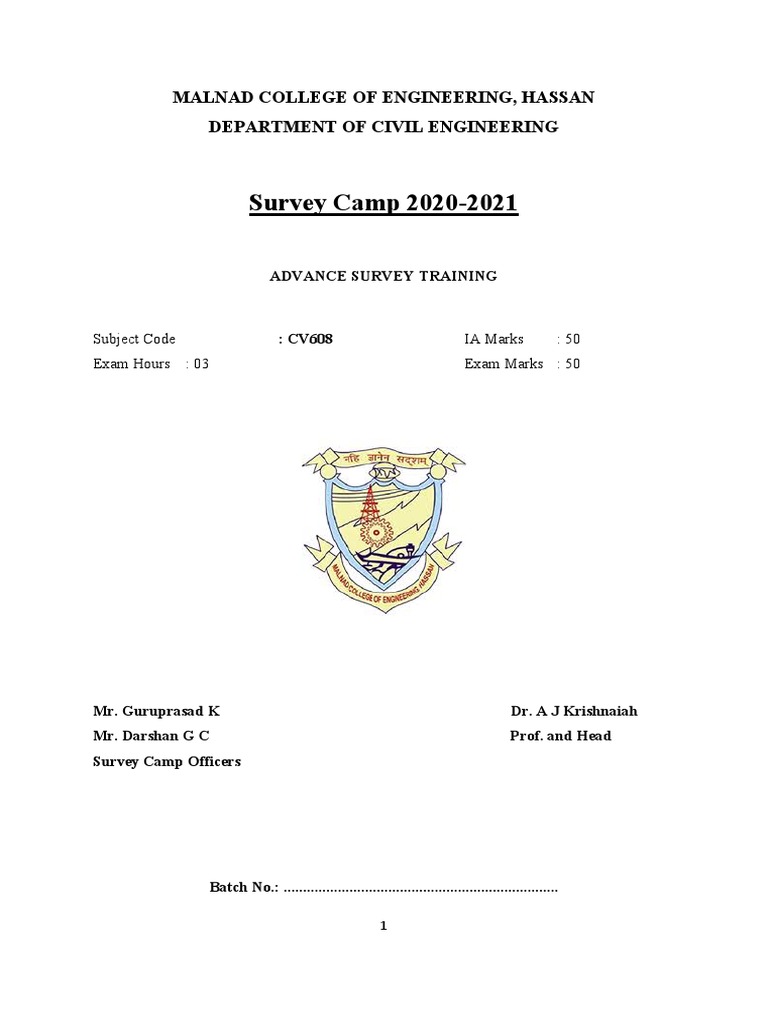 Survey Camp Manual | PDF | Surveying | Road