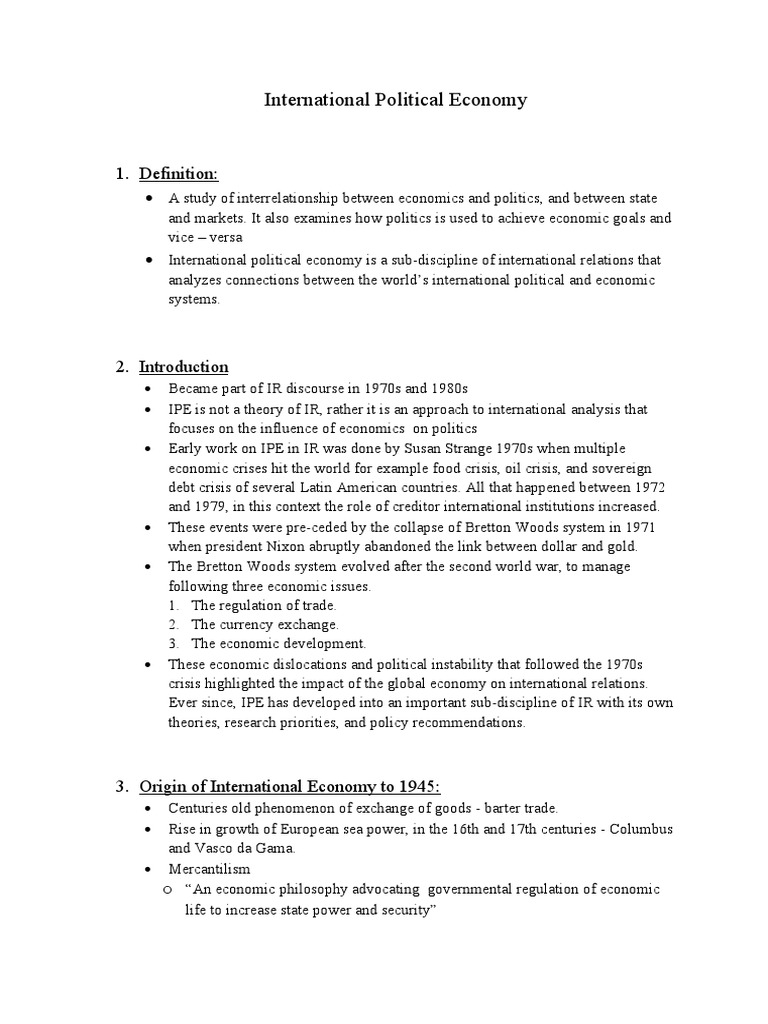 International Political Economy | PDF | Political Theories | World Economy