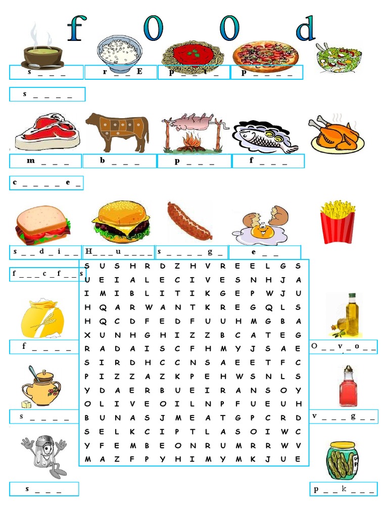 Food Wordsearch Wordsearches 58854 | PDF | Hamburgers | Foods