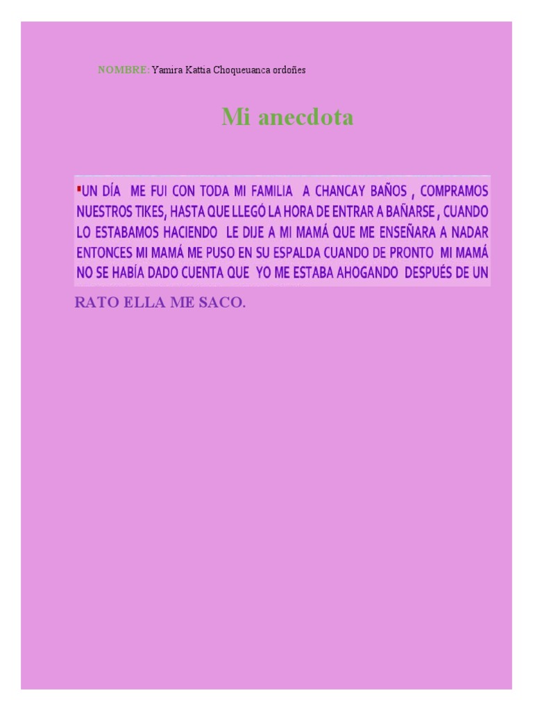 Mi Anecdota Trabajo de Yamira | PDF