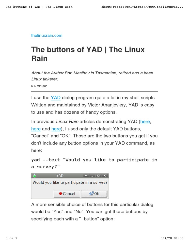 The Buttons of YAD - The Linux Rain: About The Author Bob Mesibov Is ...