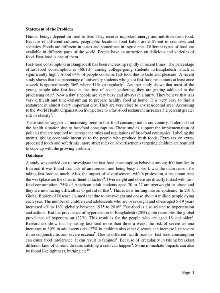 Fast-Food Consumption in Bangladesh | PDF | Fast Food | Obesity
