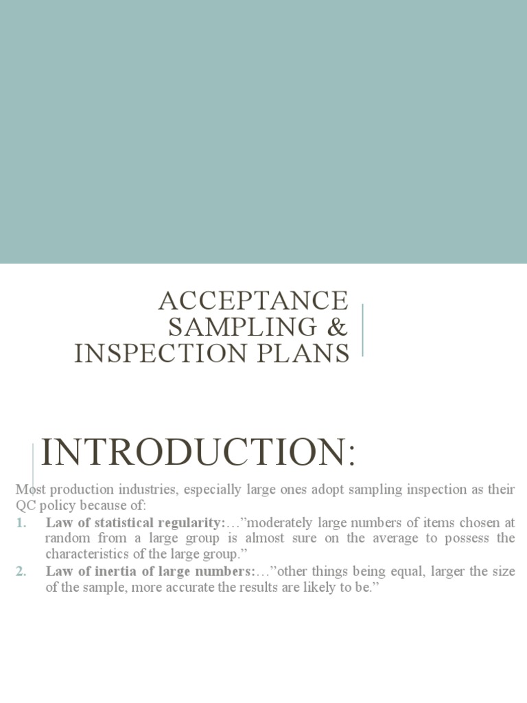 Chapter 2 Acceptance Sampling and Inspection Plans 1 | PDF | Sampling ...