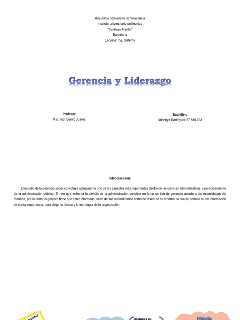 Mapas Mental y Conceptual Gerencia Y Liderazgo Oriannys Rodriguez | PDF | Liderazgo | Iniciativa ...
