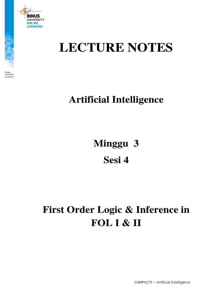 LN03-COMP6275-Artificial Intelligence-First Order Logic & Inference in ...