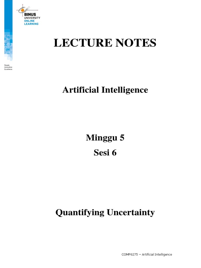 LN05-COMP6275-Artificial Intelligence-Quantifying Uncertainty | PDF