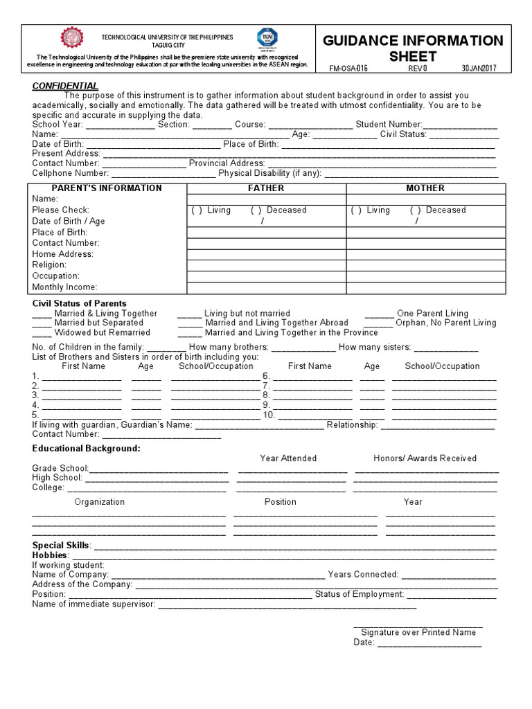 FM OSA 016 Guidance Information Sheet | PDF | Parent | Relationships