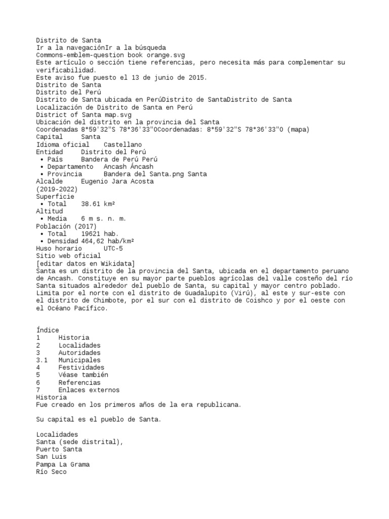 Distrito de Santa | PDF | Perú | Procesamiento de datos