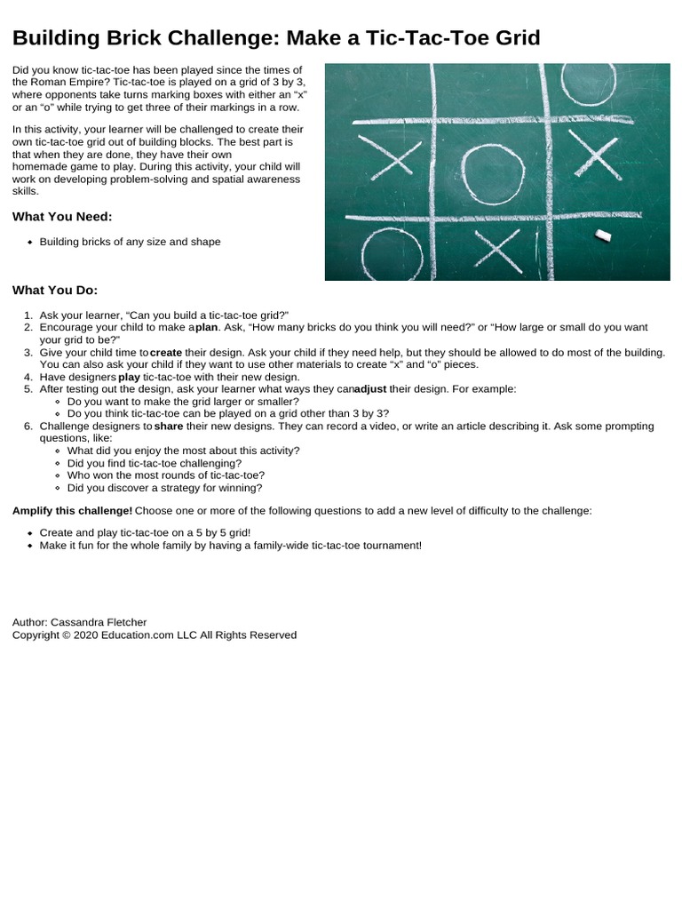 Building Brick Challenge Make A Tic Tac Toe Grid | PDF | Art