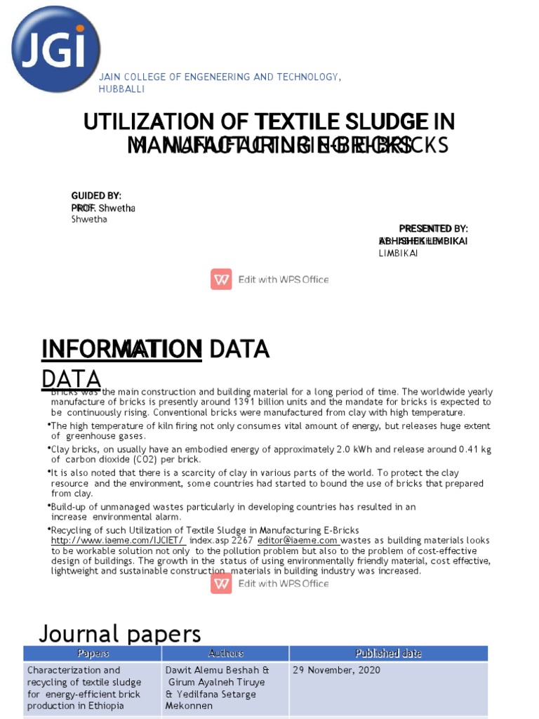 Utilization of Textile Sludge in Manufacturing E-Bricks | PDF | Brick ...