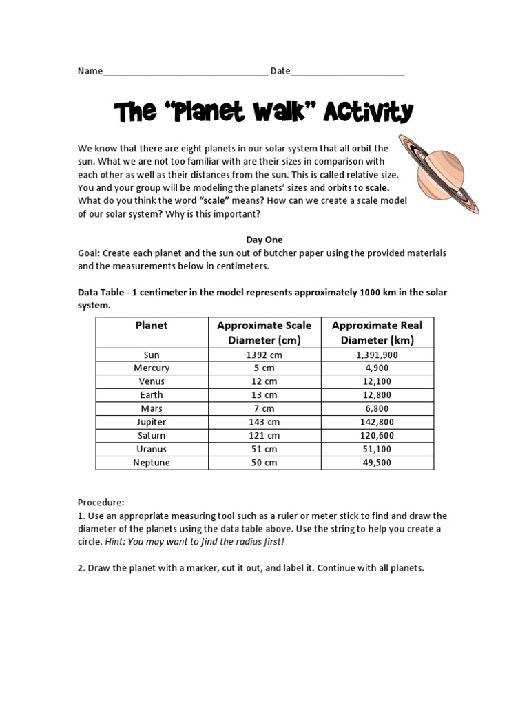 Scale Model - Solar System Activity | PDF | Planets | Solar System