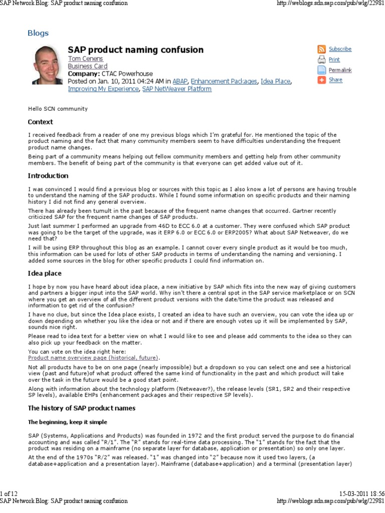 Understanding SAP Product Naming Confusion | PDF | Information ...