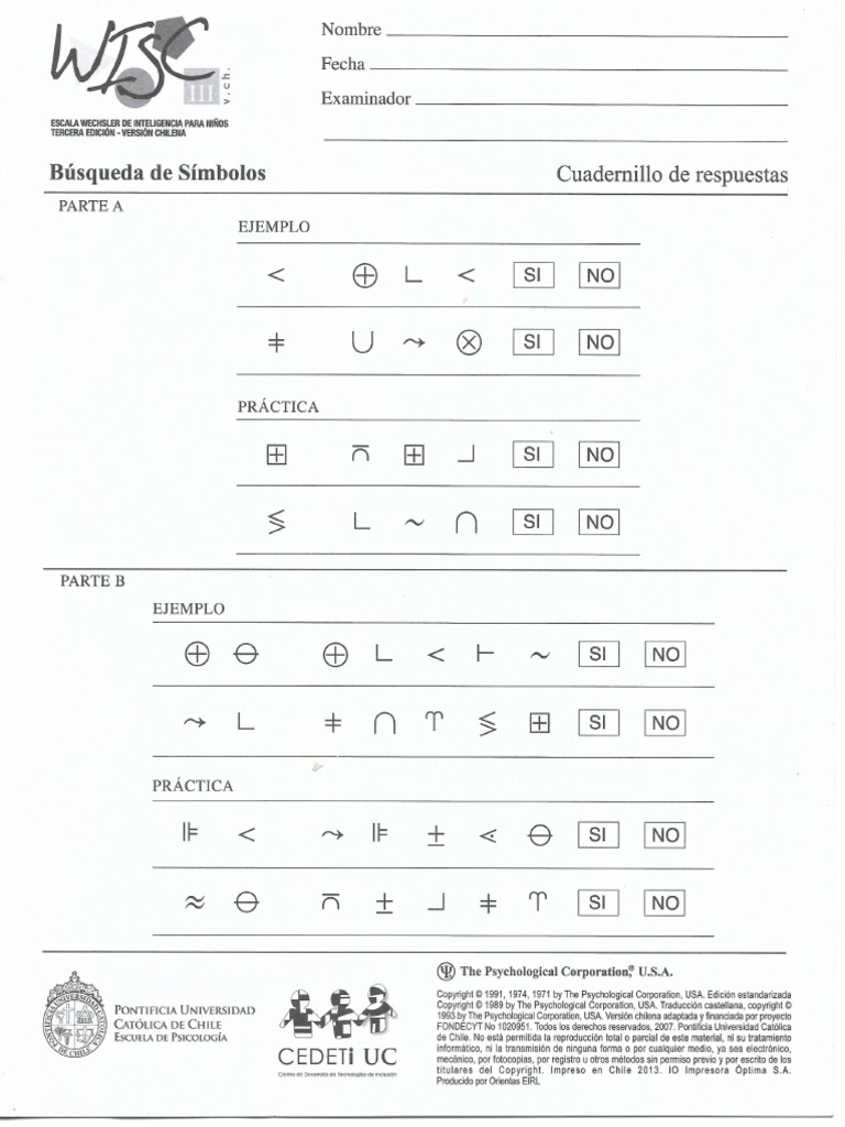 WISC - Busqueda de Simbolos | PDF