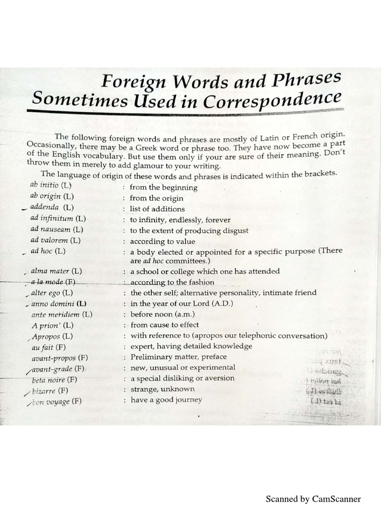 Foreign Words and Phrases | PDF