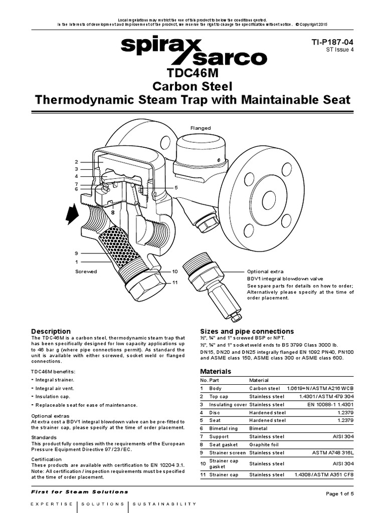TDC46M Carbon Steel Thermodynamic Steam Trap With Maintainable Seat ...