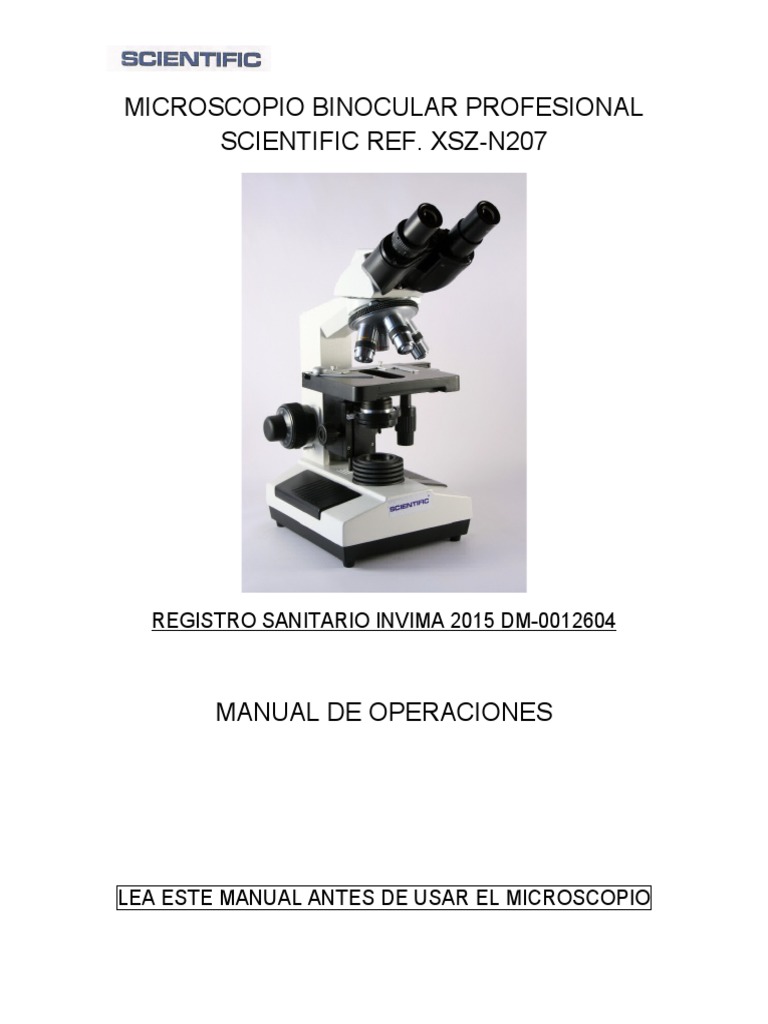Manual de Microscopio Binocular Scientific en Español - XSZ-N207 | PDF ...