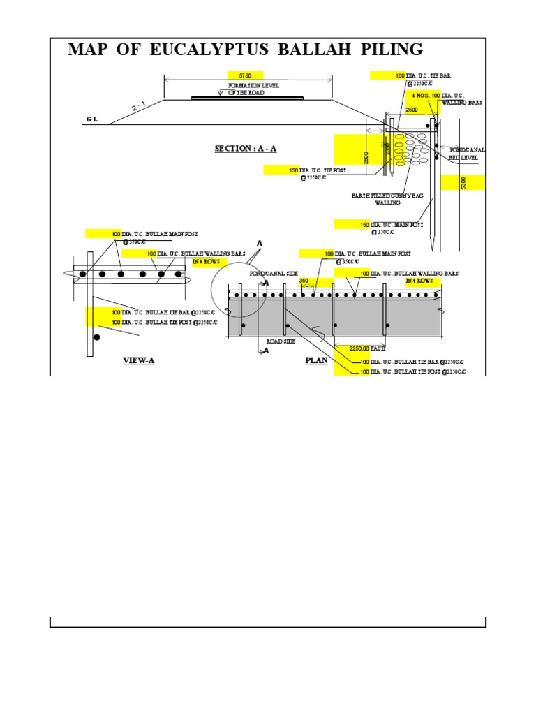 Map of Eucalyptus Ballah Piling: Section: A - A | PDF | Civil ...
