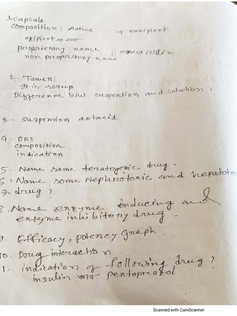 Pharma Ospe Questions | PDF