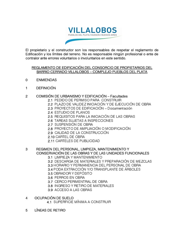 PP Villalobos Reglamento Edificacion Provisorio | PDF | Hormigón | Residuos
