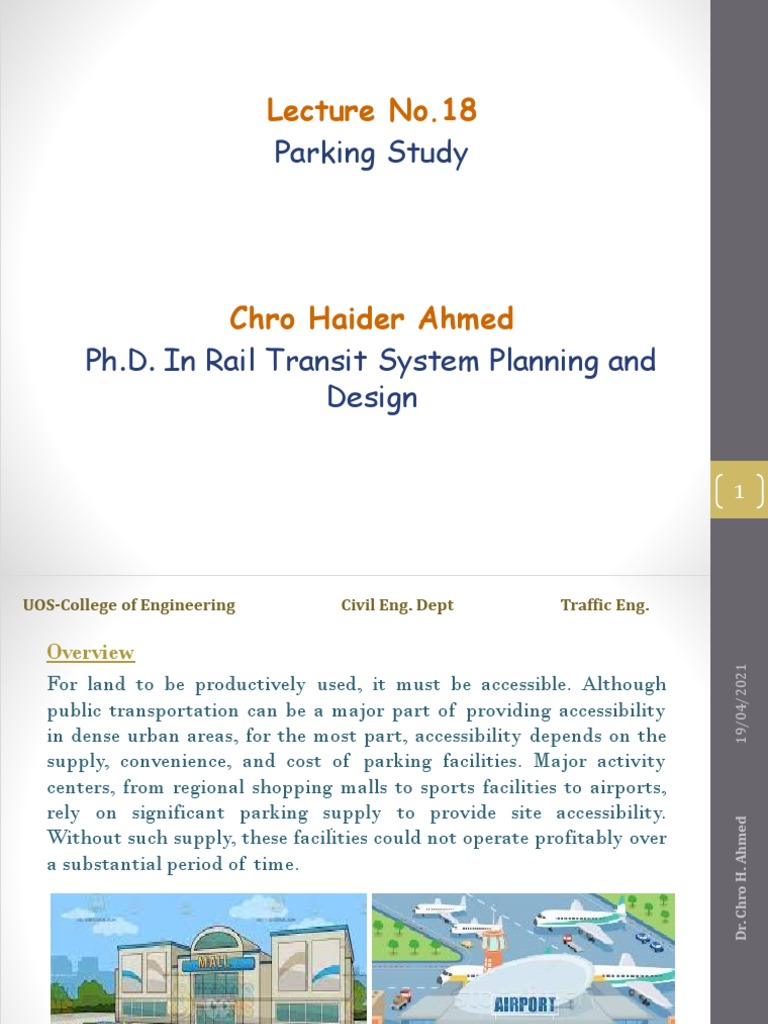 Lecture 18 - Parking Study | PDF | Parking | Public Transport