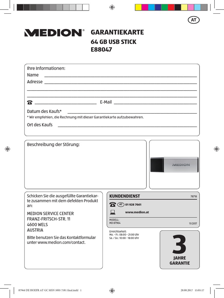 MD 87964 - Warranty Card - AT | PDF