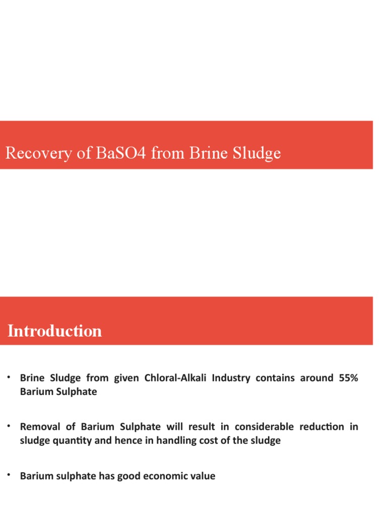 Recovery of Baso4 From Brine Sludge | PDF | Desalination | Sodium Chloride