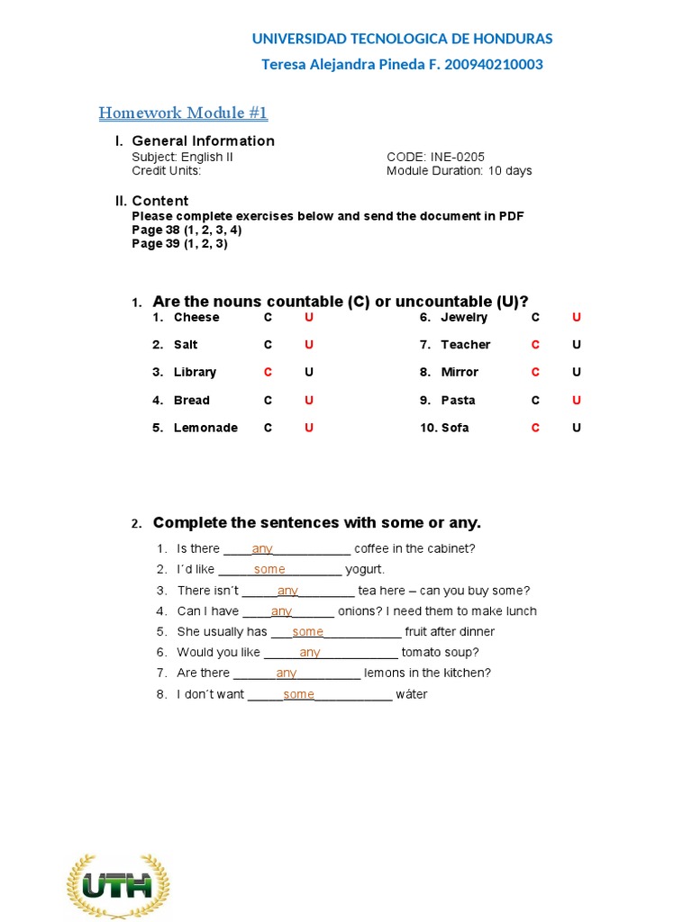 Countable vs Uncountable Nouns in English | PDF | Lunch | Cuisine