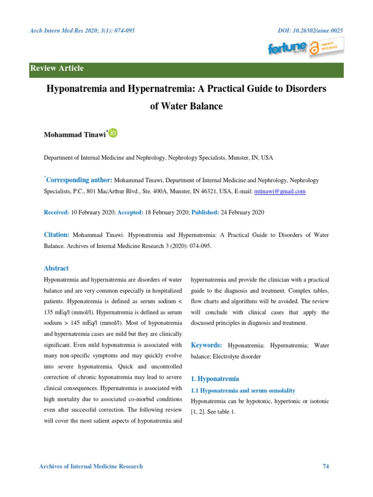 Hyponatremia and Hypernatremia A Practical Guide To Disorders of Water ...