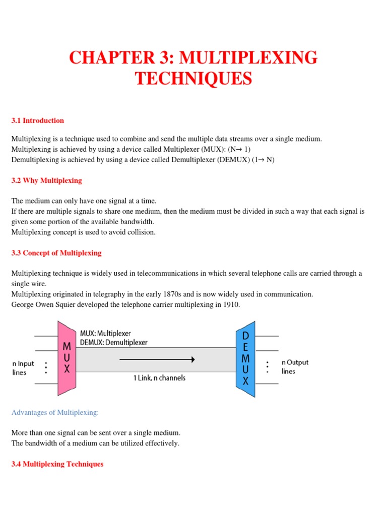 Chapter 3 Multiplexing Techniq | PDF | Multiplexing | Telecommunications Engineering