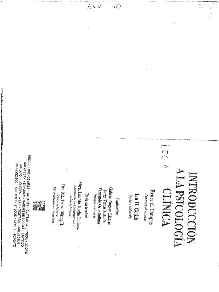 Una Mirada A La Psicología Clínica, Compas & Goblit, 2003 | PDF