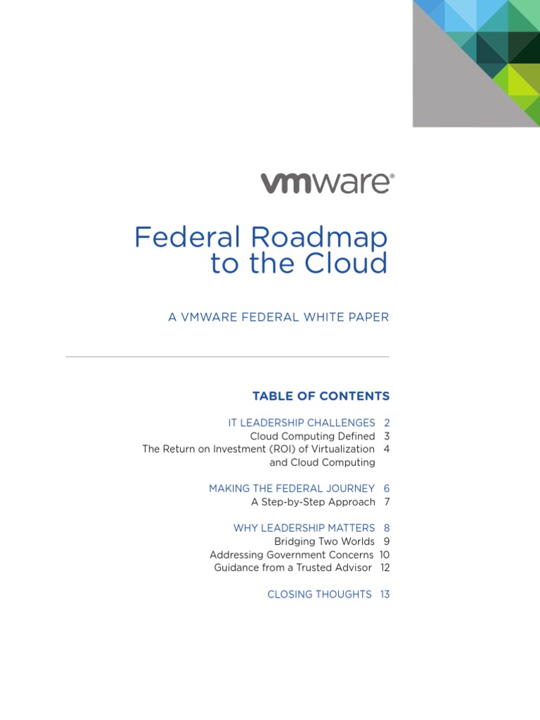 Federal Roadmap To The Cloud: A Vmware Federal White Paper | PDF | Virtual Machine | Cloud Computing
