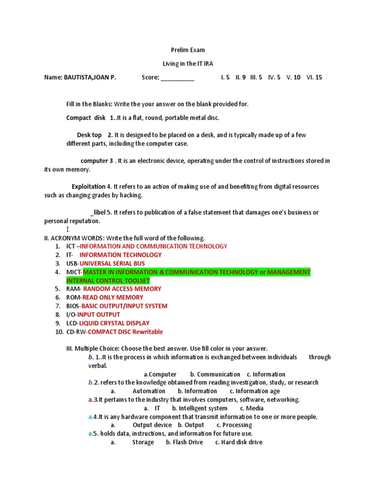 GEC 9 Prelim Exam | PDF | Usb Flash Drive | Input/Output