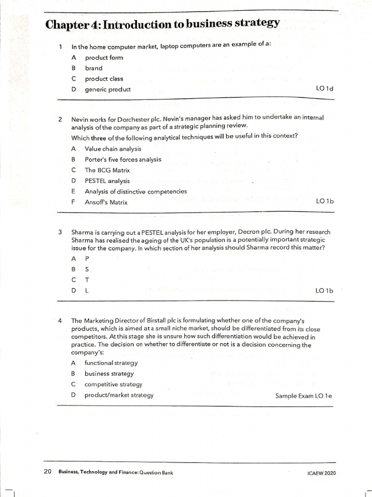 BF Chapter 4 Question Bank (ICAEW) | PDF