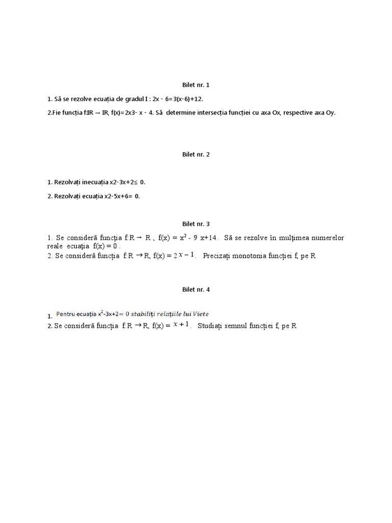 Bilete Oral Clasa A 9-A P2-Sem 2 | PDF