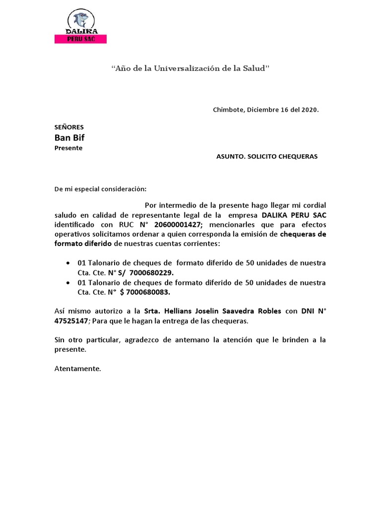 Solicitud de Chequeras Diferidas | PDF