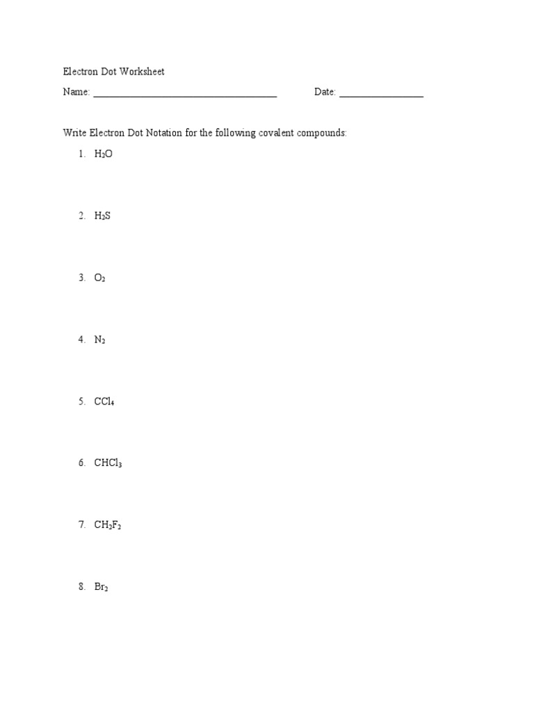 Electron Dot Worksheet | PDF