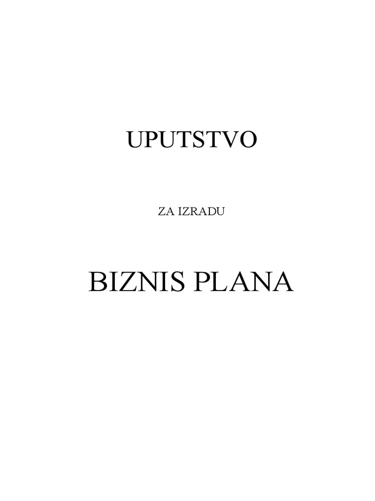 Formular Za Izradu Biznis Plana | PDF