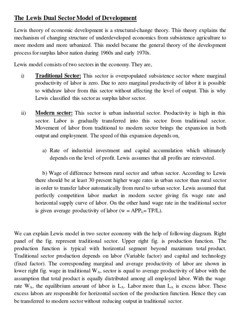 Lewis Dual Sector Model Explained | PDF | Labour Economics | Production ...