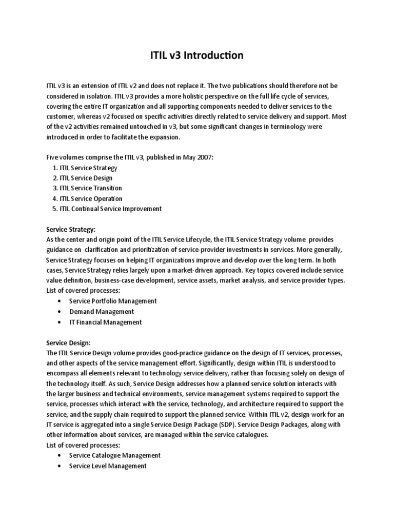 ITIL v3 Introduction | PDF | Information Security | It Service Management